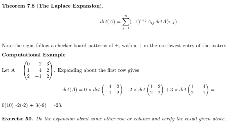 Solved Theorem 7.8 (The Laplace Expansion). | Chegg.com