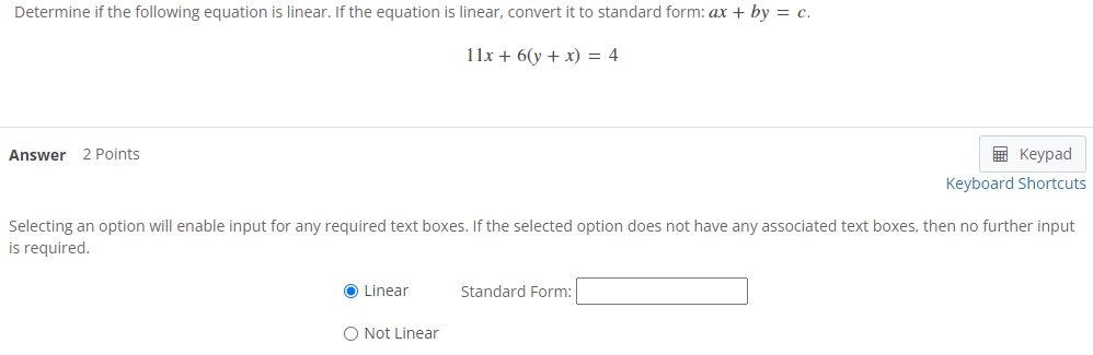 Solved Determine if the following equation is linear. If the | Chegg.com