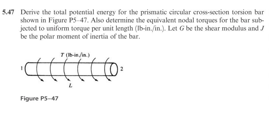 Solved 5.47 Derive the total potential energy for the | Chegg.com