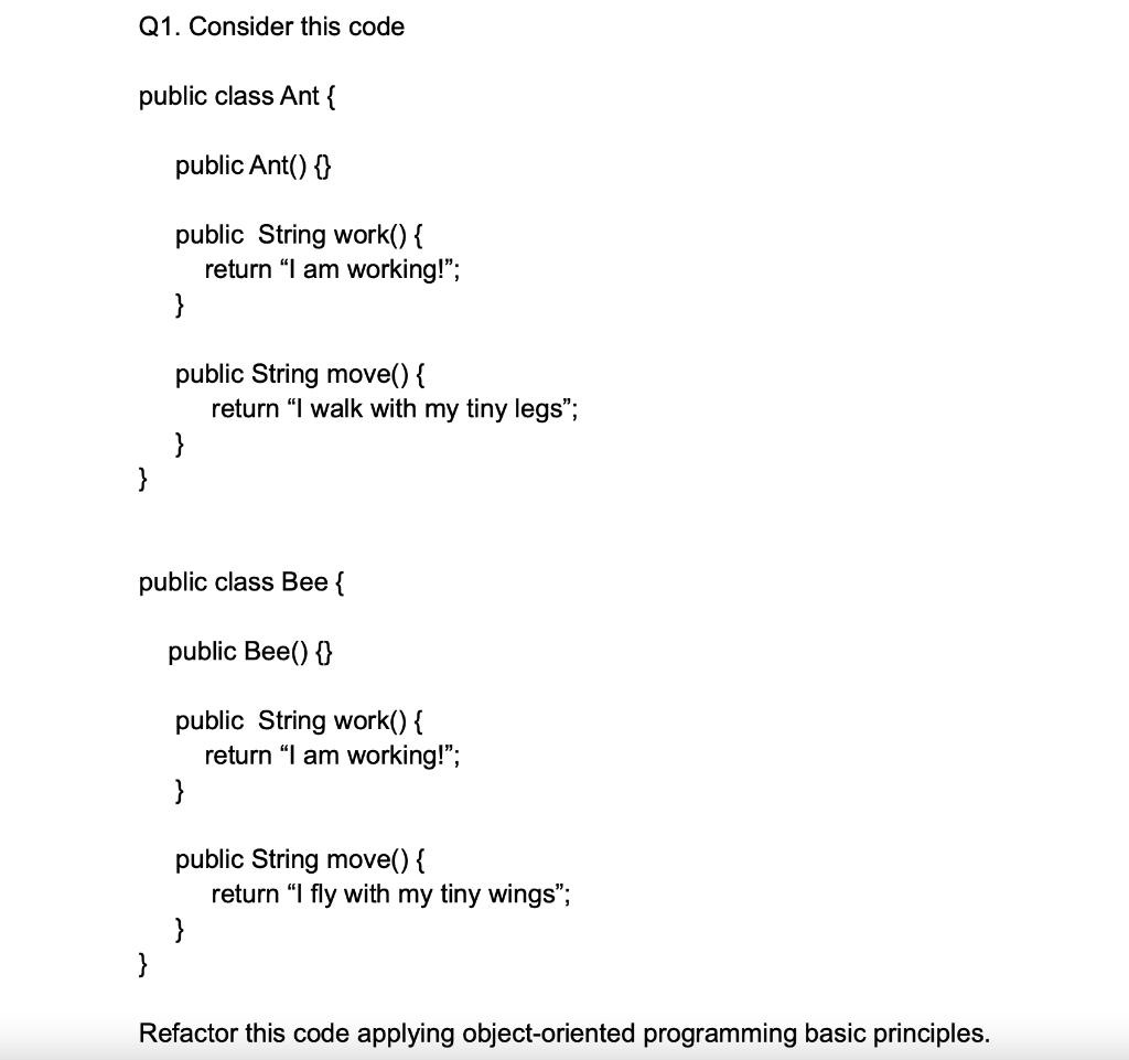 Solved Q1. Consider this code public class Ant{ public Ant() | Chegg.com