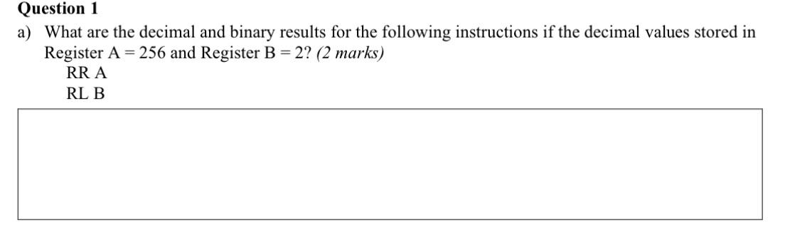 Solved a) What are the decimal and binary results for the | Chegg.com
