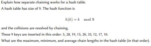 Solved Explain how separate chaining works for a hash table. | Chegg.com