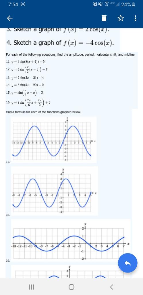 Solved 3. SKetch a grapin or f(x)=2cos(x). 4. Sketch a graph | Chegg.com