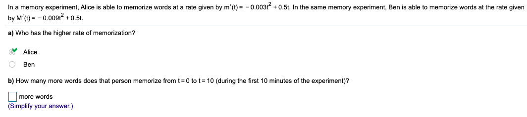 Solved In a memory experiment, Alice is able to memorize | Chegg.com