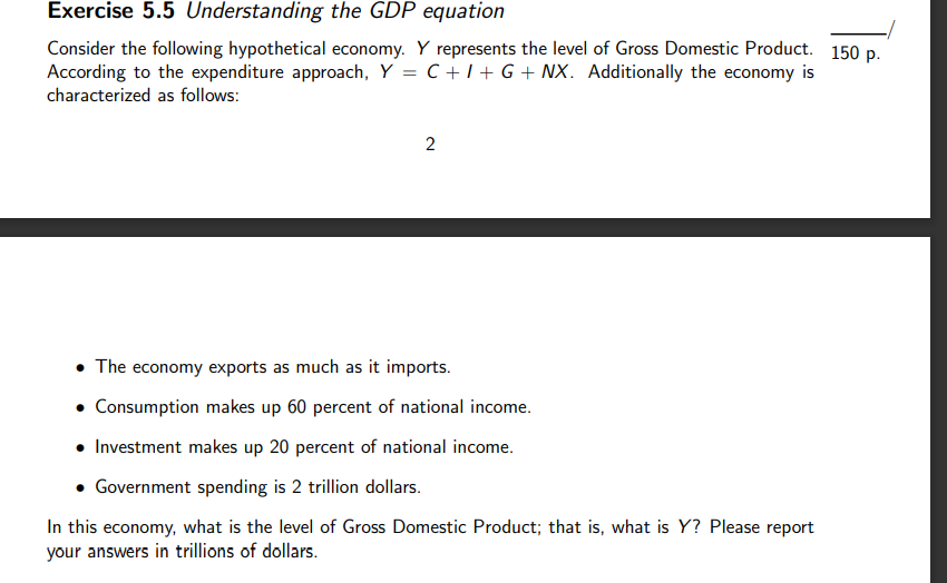 Solved Exercise 5.5 Understanding the GDP equation Consider | Chegg.com