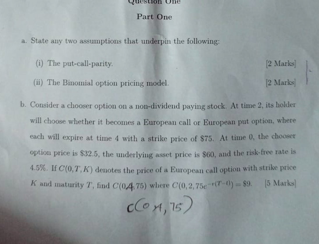 Solved a. State any two assumptions that underpin the | Chegg.com