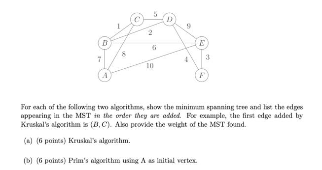 Solved 5 D 9 2 B 6 E 3 8 7 4 10 А F For each of the | Chegg.com