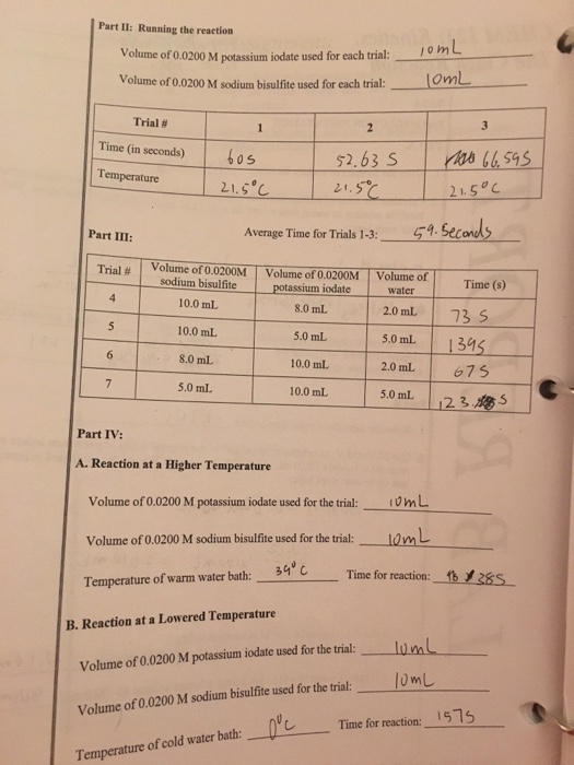 Solved DATA Part I: SOLUTION PREPARATION Part A. Write the | Chegg.com