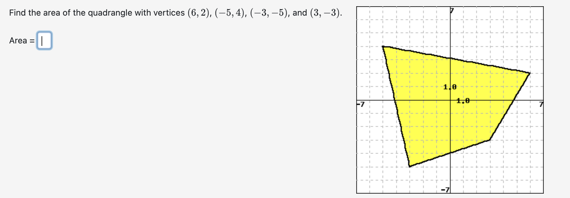 Solved Find the area of the quadrangle with vertices | Chegg.com