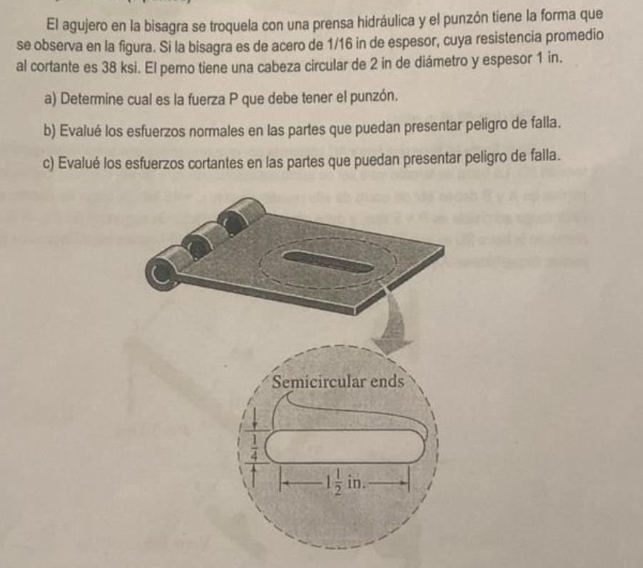 El agujero en la bisagra se troquela con una prensa | Chegg.com