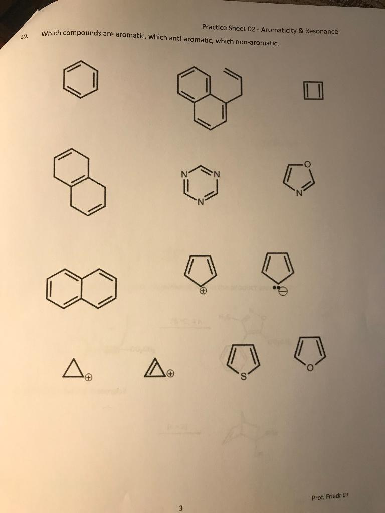 Solved Practice Sheet 02 - Aromaticity & Resonance which | Chegg.com