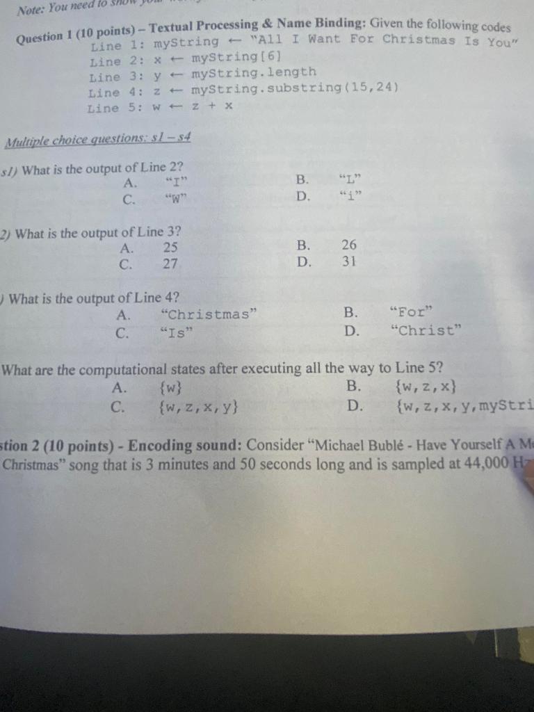 Solved Question 1 (10 points) - Textual Processing \& Name | Chegg.com