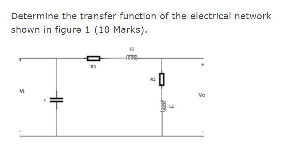 Solved Determine the transfer function of the electrical | Chegg.com