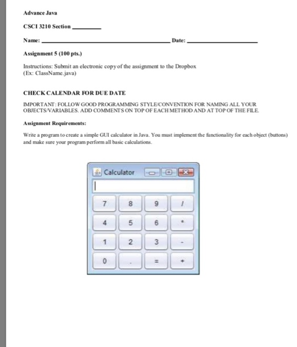 Solved Advance Java CSCI 3210 Section Name: Assignment 5 | Chegg.com Solved Advance Java CSCI 3210 Section Name: Assignment 5 | Chegg.com