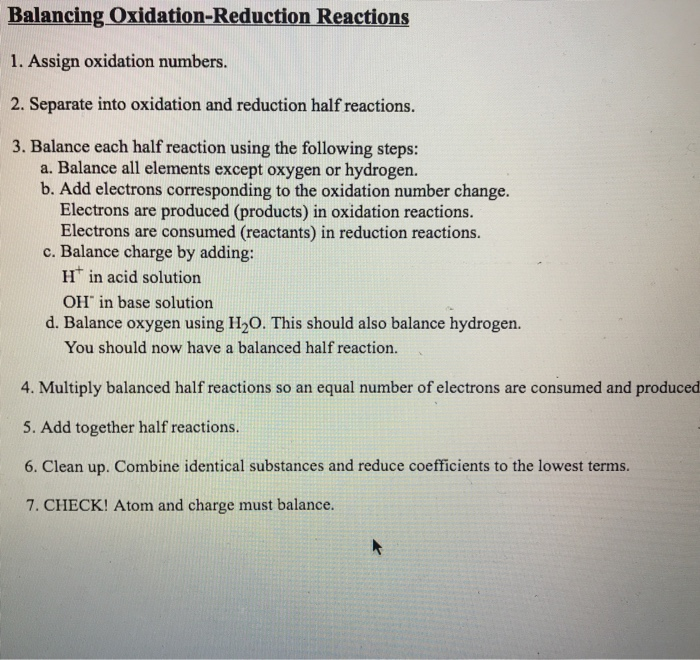 Solved Balancing Oxidation-Reduction Reactions 1. Assign | Chegg.com