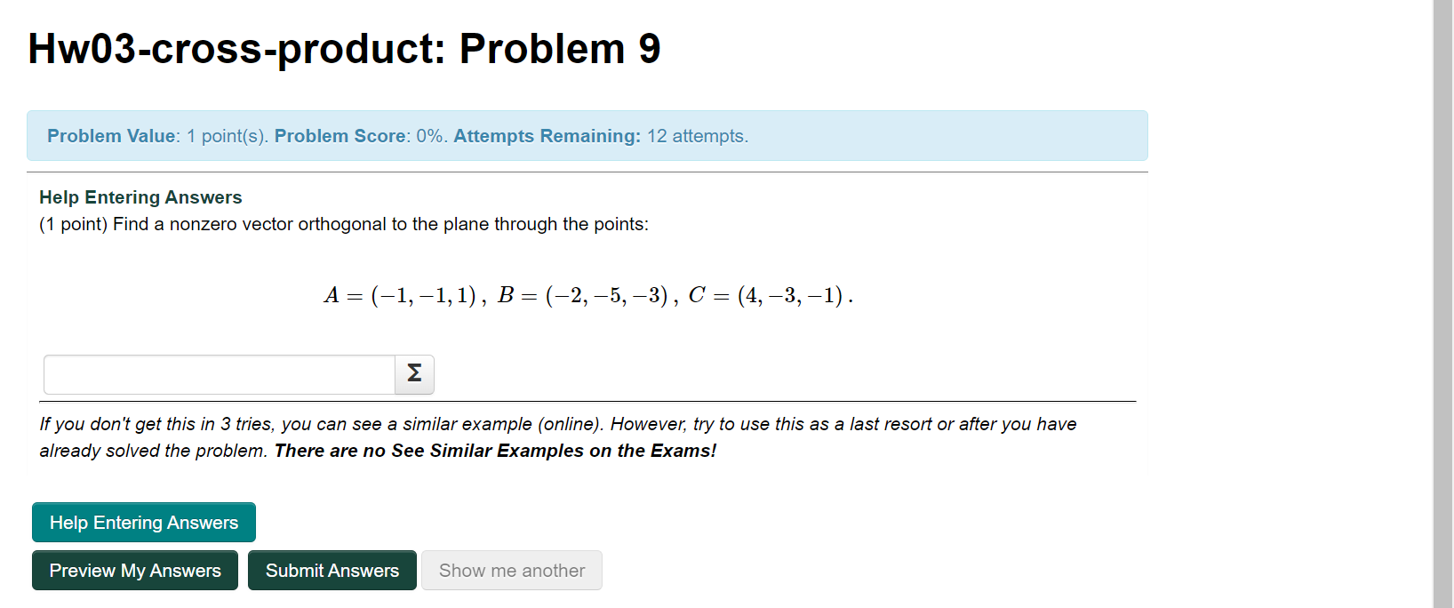 Solved Help Entering Answers (1 point) Find a nonzero vector | Chegg.com