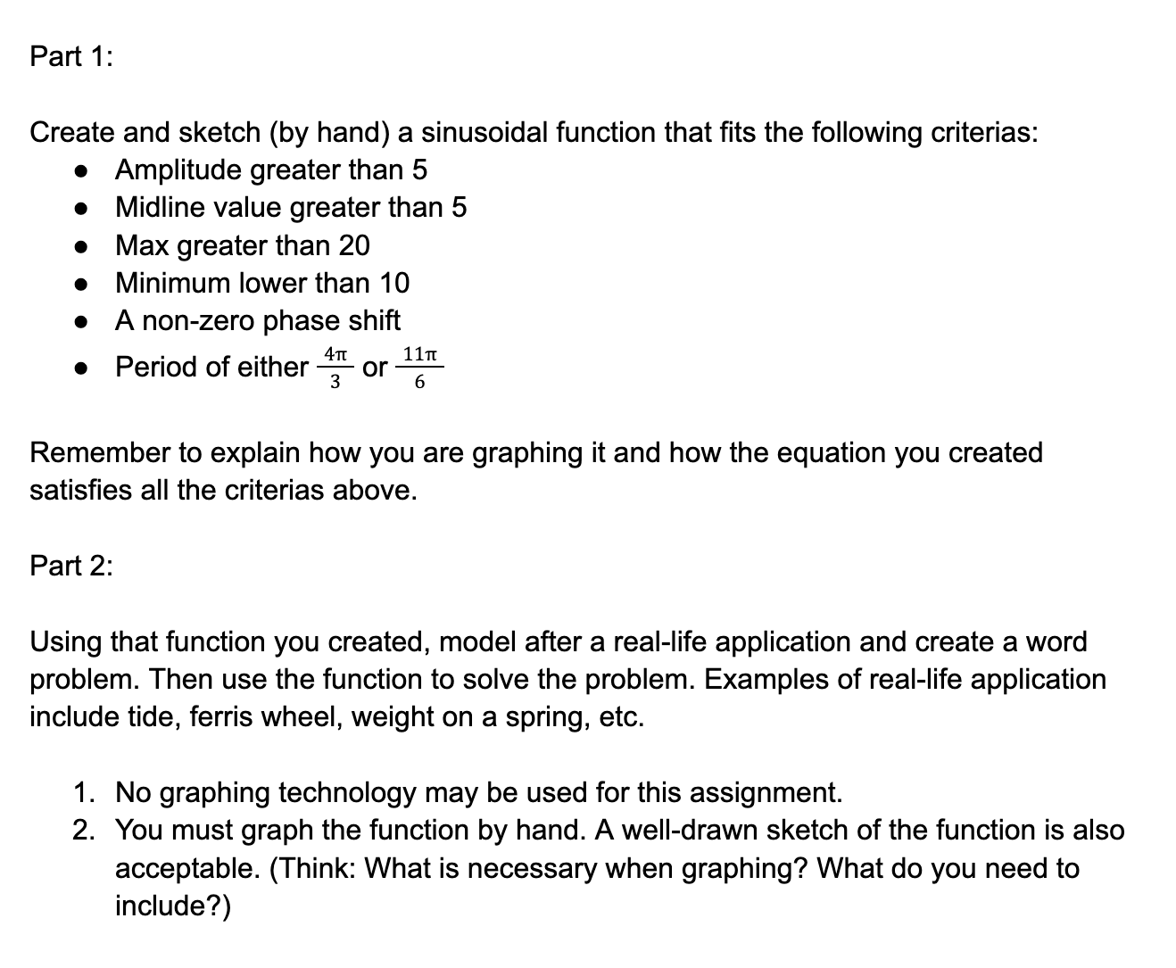 Solved Part 1 Create And Sketch By Hand A Sinusoidal