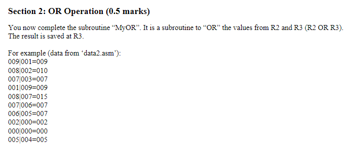 Solved A subroutine to add the volues from R2 and R3 (R2 + | Chegg.com