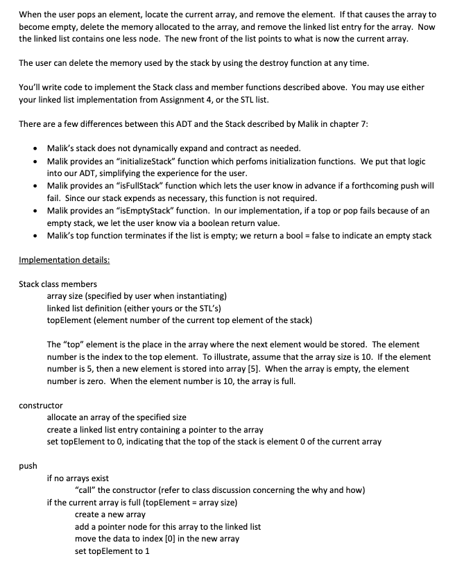 Solved In this assignment, you'll create a Stack ADT. It | Chegg.com