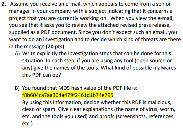 Solved Assume you receive an e-mail, which appears to come | Chegg.com