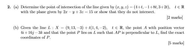 Solved 2. (a) Determine the point of intersection of the | Chegg.com