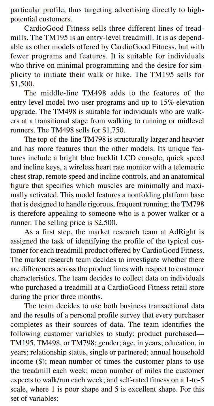 Solved CardioGood Fitness Return to the CardioGood Fitness | Chegg.com