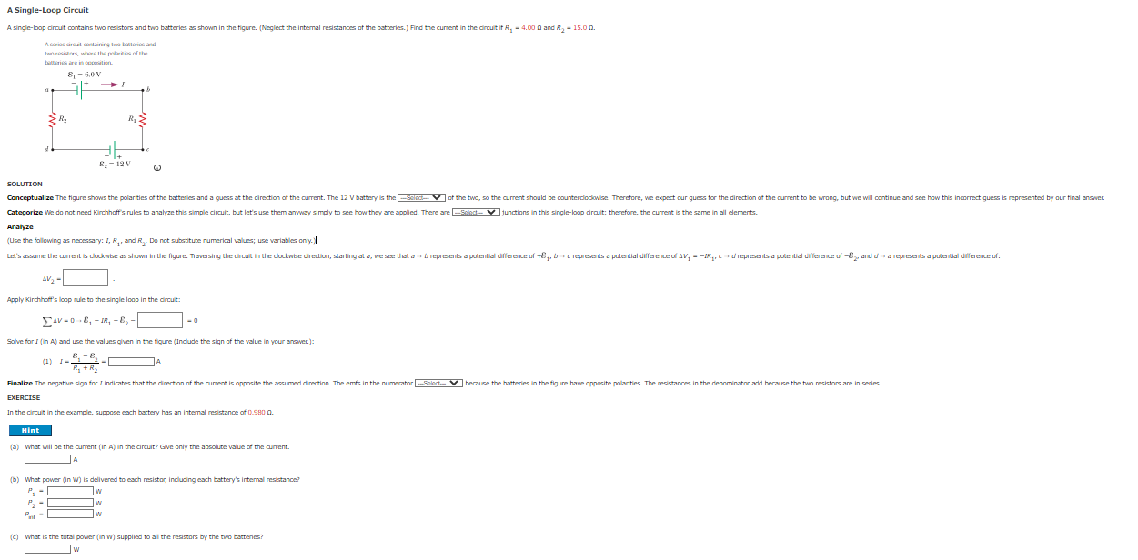 Solved A Single-Loop Circuit A single-loop drout contains | Chegg.com