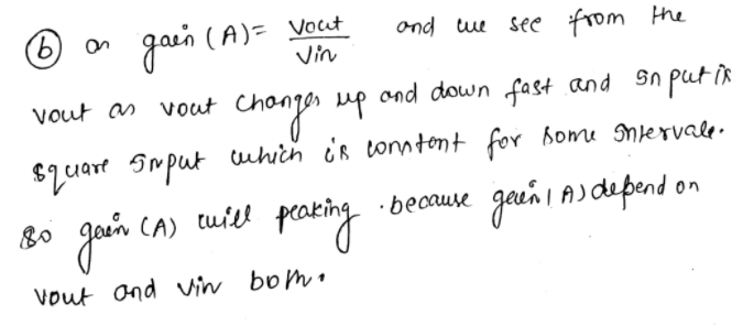 Solved gaen (A)= Vocet Vin vout as vout cho 6 on and we see | Chegg.com