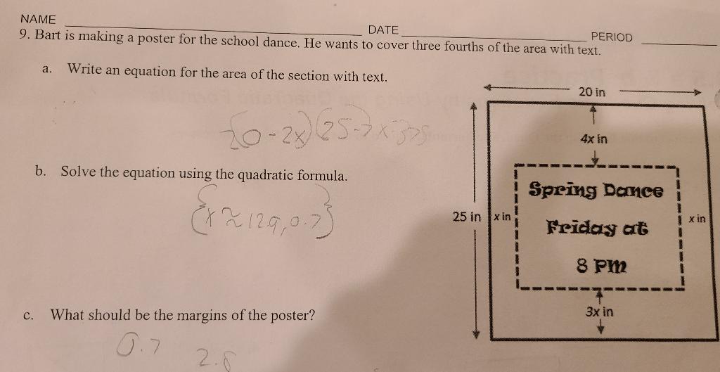 Solved Bart is making a poster for the school dance. He | Chegg.com