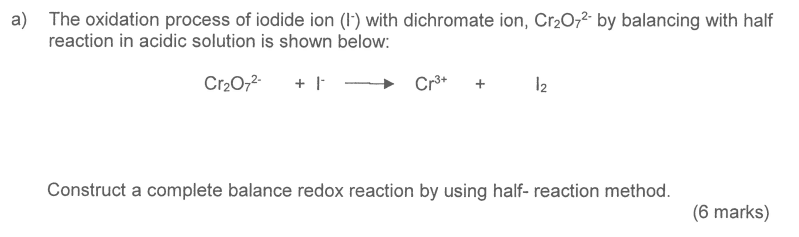 Solved The oxidation process of iodide ion (I−)with | Chegg.com