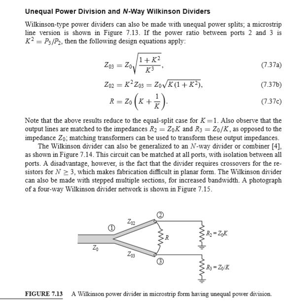 Solved Unequal Power Division and N-Way Wilkinson Dividers | Chegg.com