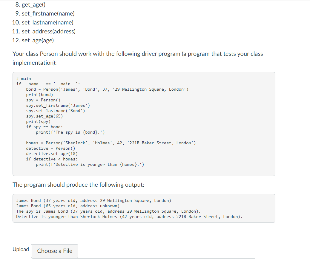 Solved Classes. Write a class Person that has four instance | Chegg.com