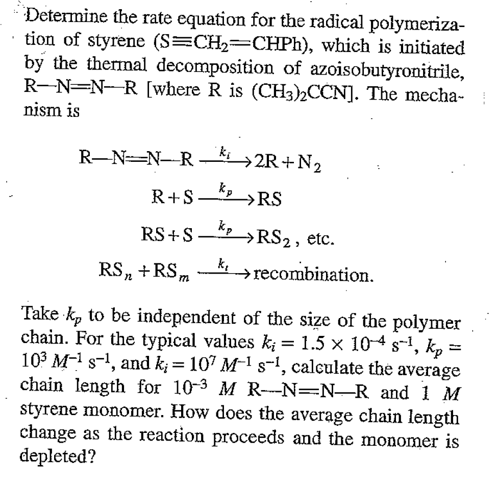 Solved Determine the rate equation for the radical | Chegg.com
