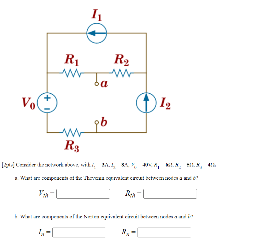 Solved 2pts] Consider the network above, with | Chegg.com