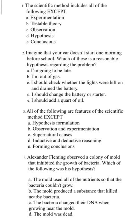 Solved: The Scientific Method Includes All Of The Followin... | Chegg.com