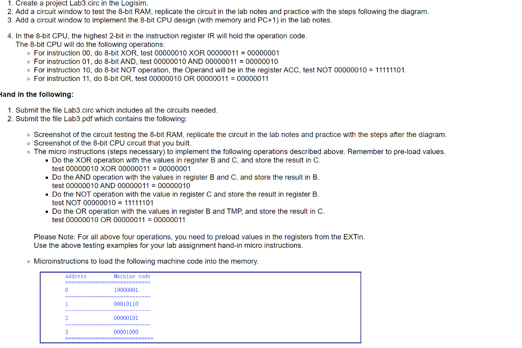 Solved 1. Create a project Lab3.circ in the Logisim. 2. Add | Chegg.com