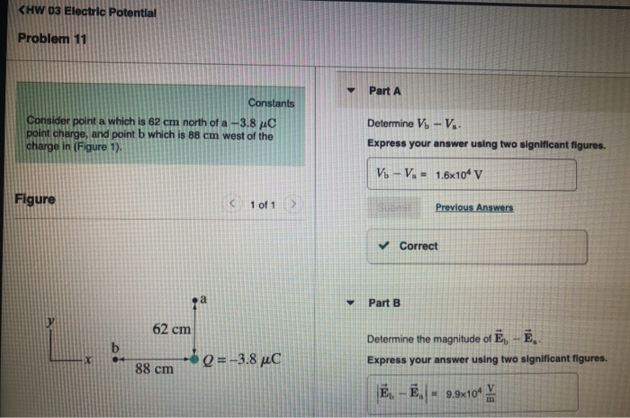 Solved CHW 03 Electric Potential Problem 11 Part A Determine | Chegg.com