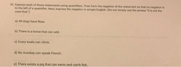 Solved xpress each of these statements using quantifiers. | Chegg.com