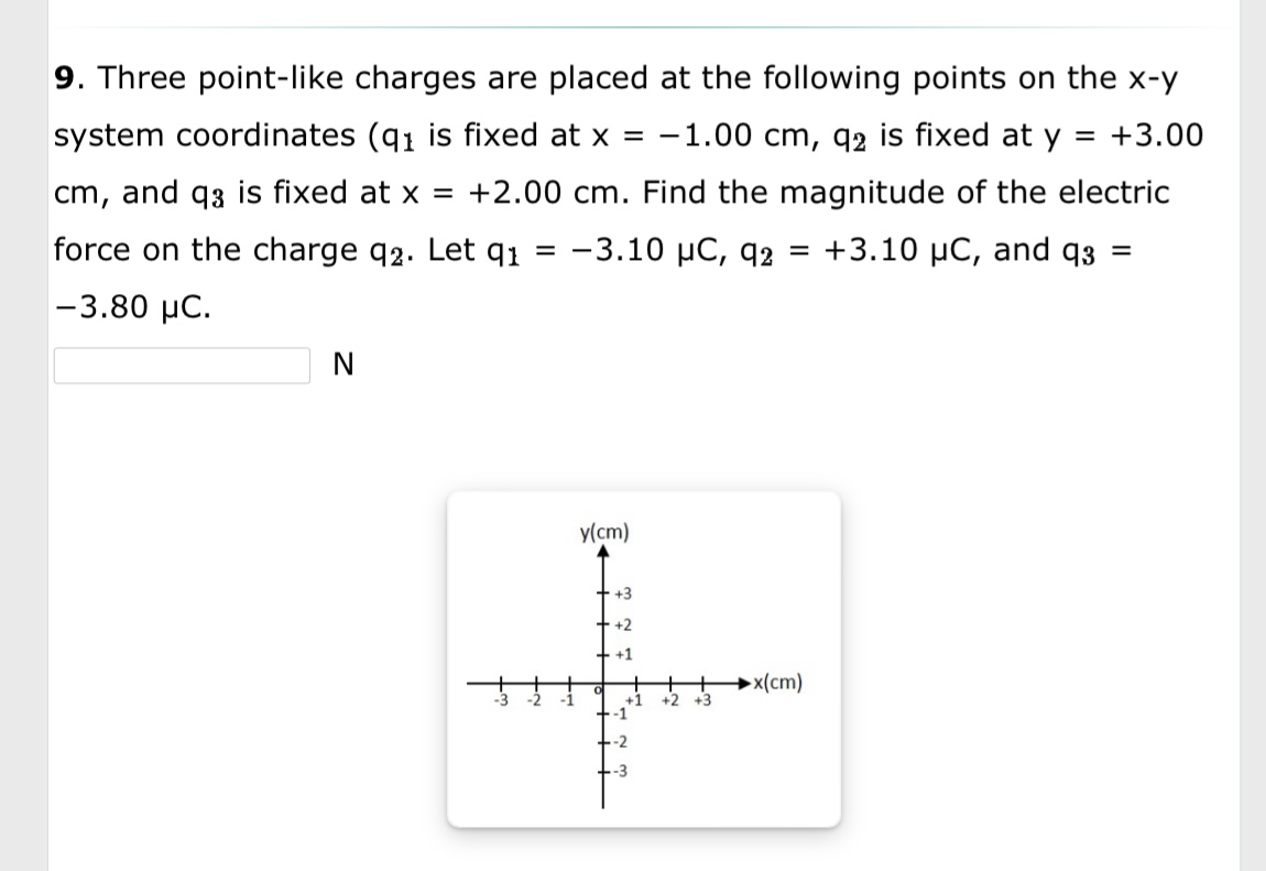 Solved 9. Three point-like charges are placed at the | Chegg.com