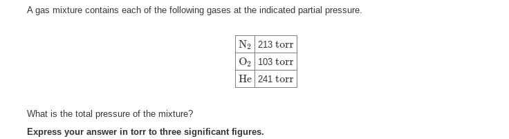 Solved A gas mixture contains each of the following gases at | Chegg.com
