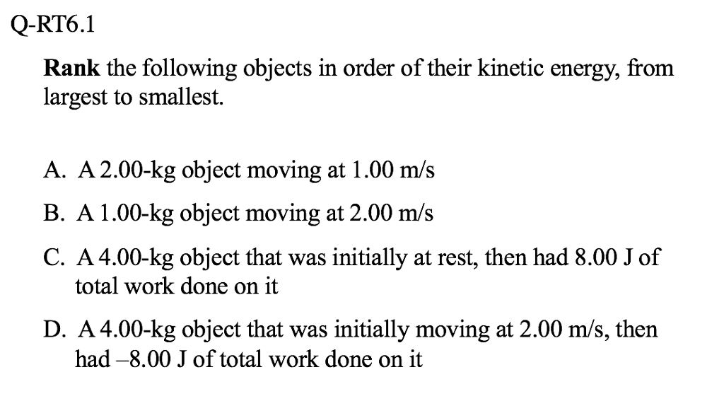Solved Q-RT6.1 Rank the following objects in order of their | Chegg.com