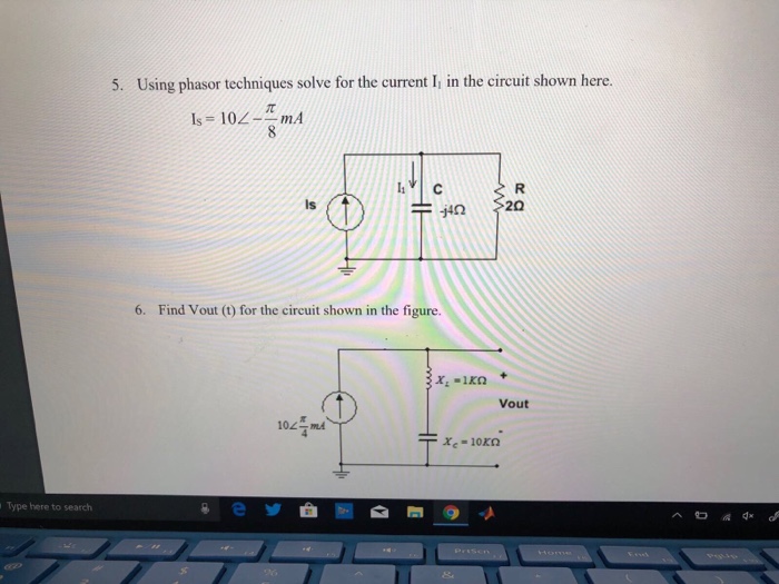 Solved 5. Using phasor techniques solve for the current I, | Chegg.com