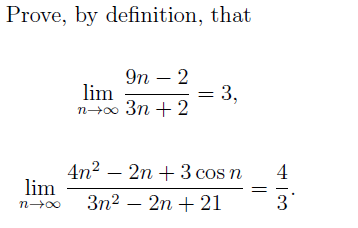 Solved Prove, by definition, that In - 2 lim n+ 3n+2 = 3, | Chegg.com
