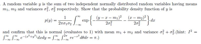 Solved A random variable y is the sum of two independent | Chegg.com