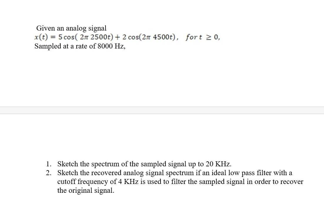 Solved Given an analog signal | Chegg.com