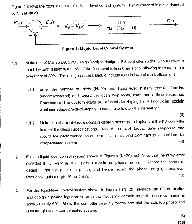 Solved Figure 1 shows the block diagram of a liquid-level | Chegg.com