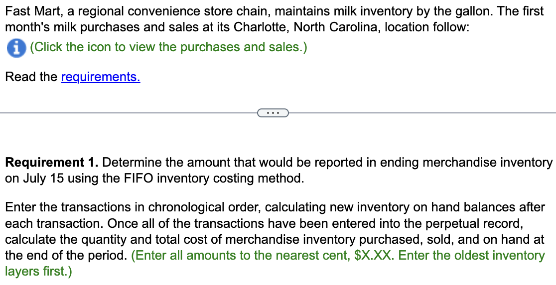 Solved Fast Mart, a regional convenience store chain, | Chegg.com