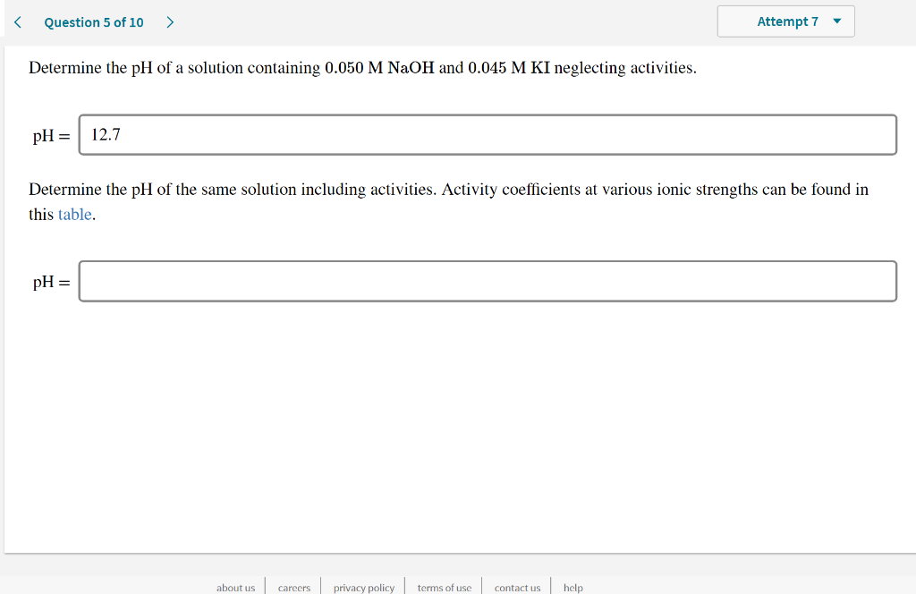 Solved Attempt 7 - Determine the pH of | Chegg.com