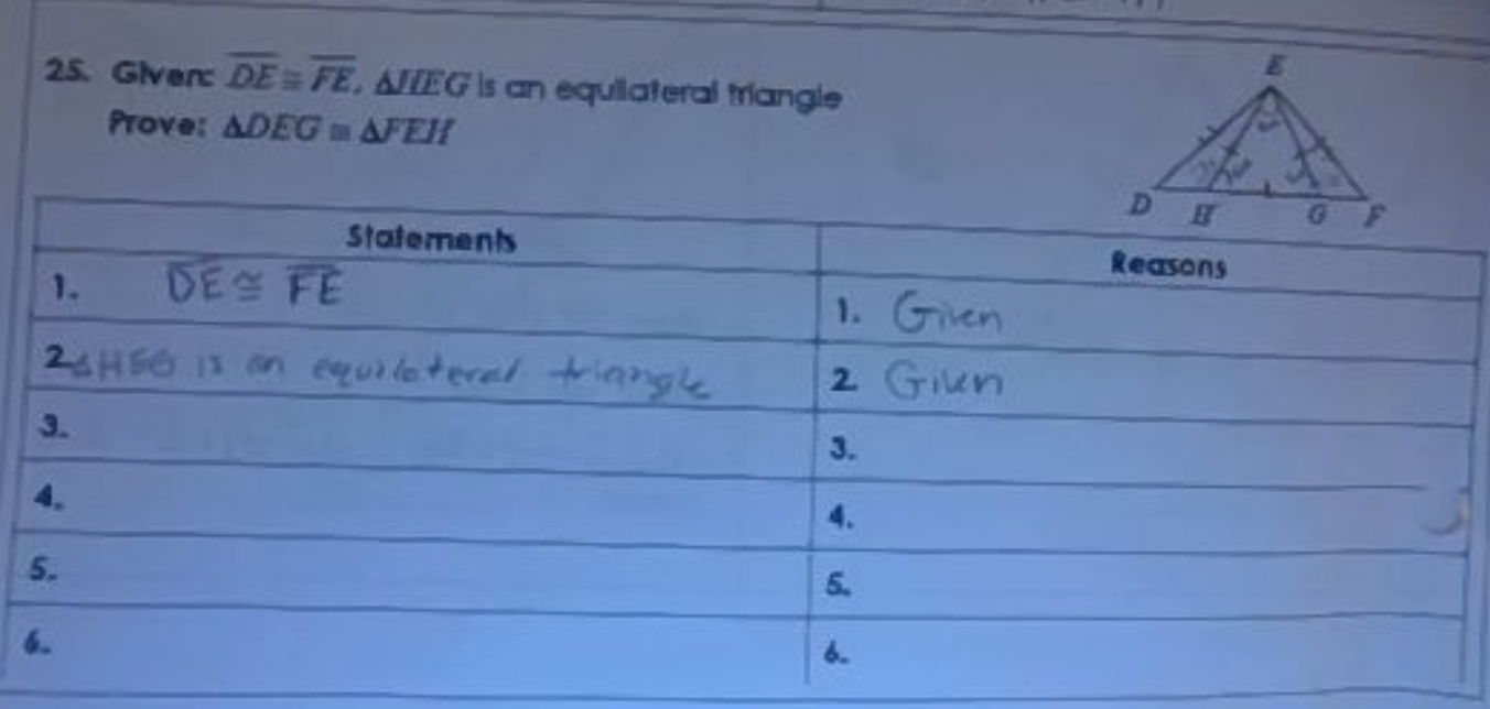 Solved 25. Glver DE≡FE, WEG is an equilateral triangle | Chegg.com