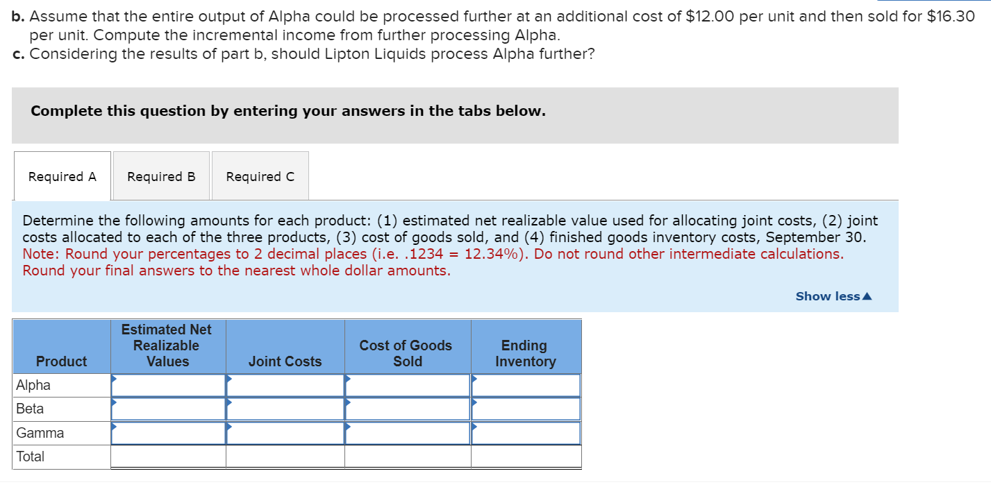 Solved Lipton Liquids produces three products by a joint | Chegg.com